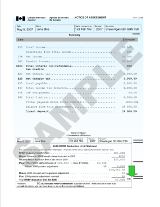Example CRA Notice of Assessment Paper Copy – The Woollam Mortgage Team